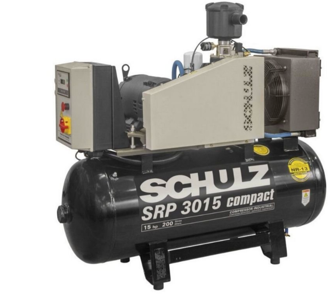Schulz rotary screw srp 3015 compact- 15 hp-59 cfm 3 phase 208/230/460 ...